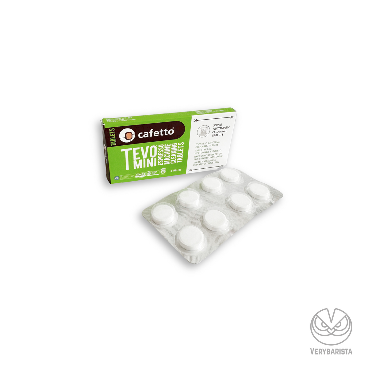 Cafetto TEVO MINI Espresso Machine Cleaning Tablets (8 Tablet Blister ...
